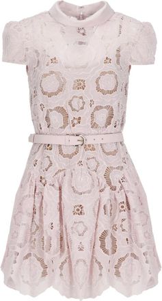 Self Portrait Femme, Robes, Rose, Taille: 36 FR Floral Lace Mini Dress