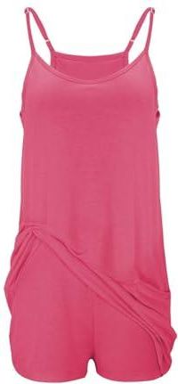 Generic Salopette extensible &agrave; bretelles spaghetti pour femme - Combinaison de travail courte pour femme - Taille 42 - Combinaison de sortie - Combinaison tai