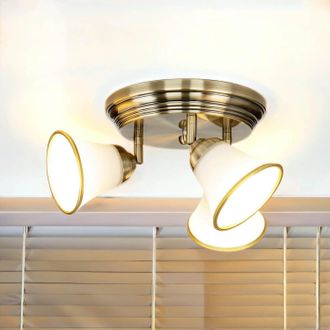 Licht-Erlebnisse Deckenleuchte Jugendstil, Vintage Deckenlampe drehbar, Deckenlampe E14 3 flammig, Deckenleuchte in Bronze, Glas, &Oslash;23 cm, Badezimmer, Flur, Wohnzimmerl