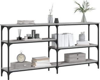 Generic Konsolentisch, Beistelltisch mit viel Stauraum, Wohnzimmertisch Tisch mit verstellbaren Beinen, Ablagetisch, Flurtisch, Holzwerkstoff(Grau Sonoma 160x