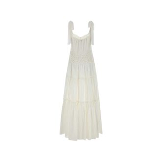 Chlo&eacute; Maxikleid mit Schleifen-Detail und Lochstickerei - - Dresses - Damen - Wei&szlig; - S
