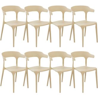 Beliani Beliani - Chaises de Salle &agrave; Manger Beige en Plastique Empilables &agrave; Petits Accoudoirs Gubbio