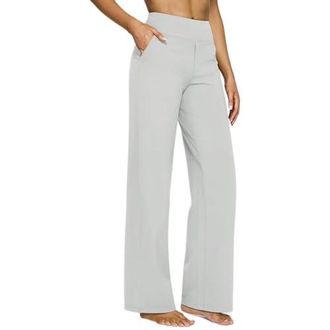 Generic Lumilift Pantalon de travail/yoga pour femme Taille haute avec poches Ample Stretch Robe Pantalon de surv&ecirc;tement d&eacute;contract&eacute;, gris clair, XXL