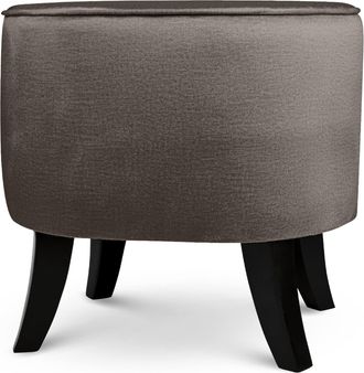 MG Design Ovaler Samt-Hocker 42 x 52 cm in Braun mit Holzbeinen - Gepolsterter Fu&szlig;hocker f&uuml;r Wohnzimmer oder Schlafzimmer