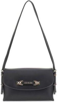 Guess Lefia Flap Shoulder Bag, Sac à bandoulière Femme, Noir, Taille Unique
