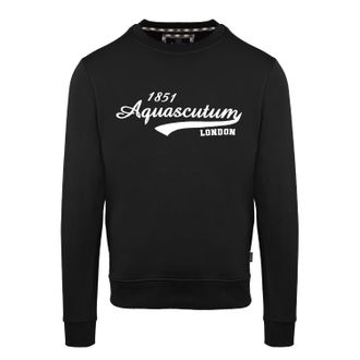 Aquascutum Sweatshirt f&uuml;r Herren/Damen Unisex, gerippt, Regul&auml;r, Lang&auml;rmlig (Schwarz)