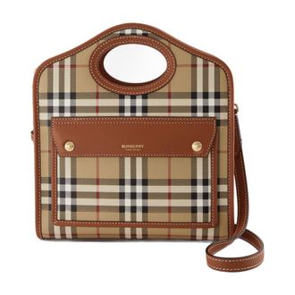 Burberry Womens Checked Canvas Mini Bag Brown