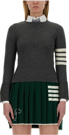 Thom Browne Femme, Pulls, Gris, Taille: 36 FR Pull classique en cachemire &agrave; 4 barres