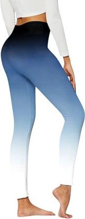 Generic Legging de sport 2026 pour femme - D&eacute;grad&eacute; - Imprim&eacute; d&eacute;grad&eacute; - Taille haute - Pantalon de yoga, bleu, XXL