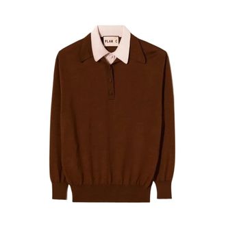 Plan C Doppelkragen-Poloshirt - - Tops - Damen - Braun - M