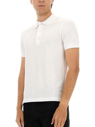 Tom Ford Pique Lyocell Polo Shirt - White