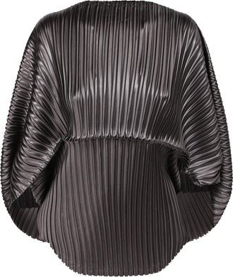 Issey Miyake Femme, Blouses et Chemises, Noir, Taille: 40 FR Haut &agrave; Plis M&eacute;tal Gloss&eacute;