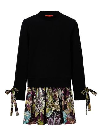 La DoubleJ robe courte fleurie &agrave; col montant - Noir