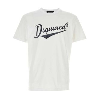 Dsquared2 Cool Fit Baumwoll-T-Shirt mit Logo-Print - - Tops - Herren - Wei&szlig; - XL