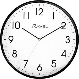 Ravel Horloge Murale Moderne de 40 cm pour Le Bureau et la Cuisine - Quartz analogique - RWC.40.3 - Noir