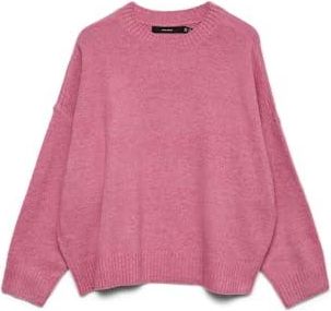Vero Moda Vero Moda Vmboom Ls Pull &agrave; col Rond GA Noos, Rose Cosmos, S