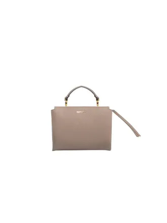 Coccinelle Grained Leather Top Handle Bag - Taupe
