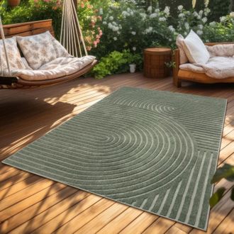 Paco Home Outdoor Teppich Wetterfest Balkon Wohnzimmer Skandinavisches Boho Einfarbig 160x230 cm, Gr&uuml;n 3 - Paco Home