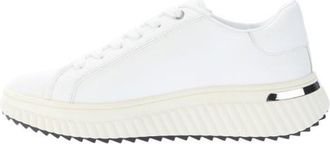 DKNY Leon Varsity Sneaker f&uuml;r Damen, Leder, Zum Schn&uuml;ren (Wei&szlig;/Schwarz)