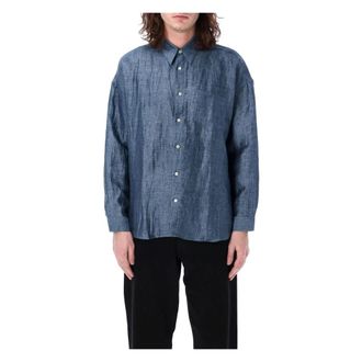 Sunflower Blaues Leinenmischung Stabiles Hemd - - Shirts - Herren - Blau - XL