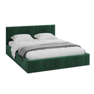 FDM Bett Florida 140x200 cm mit Lattenrost Stauraum Doppelbett Samt Trinity dunkelgr&uuml;n Bettkasten