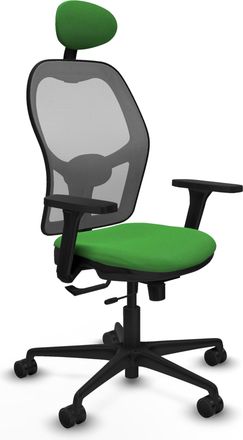 Piqueras y Crespo Ergonomischer Stuhl mit 3D-Armlehnen und festem Kopfteil, ausgestattet mit Syncro/Traslack und Schaumstoff, mit Rollen von 65 mm, Nylon, Grau/Gr&uuml;n