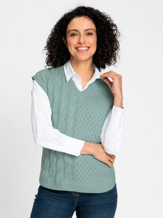 Witt Strickpullover Pullunder &Auml;rmellos Zopfmuster