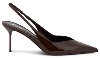 PARIS TEXAS Womens Slingback Pumps Patent Calfskin Black Sandal