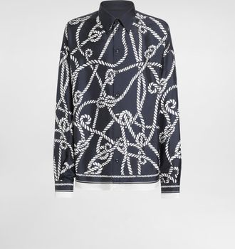 Dolce & Gabbana Hemd Aus Seidentwill Mit Marina-print - Mann Hemden Multicolor 42