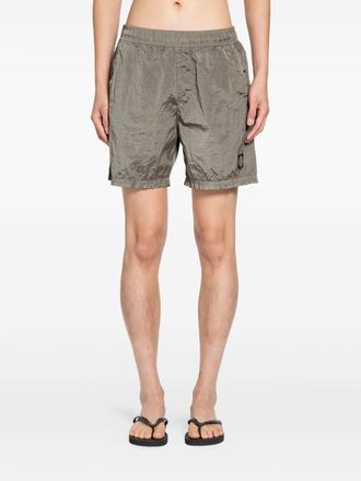 Stone Island short de bain &agrave; patch logo - Gris