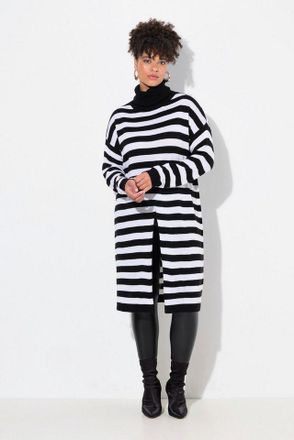 Miamoda Strickpullover Long-Pullover A-Linie Ringel Saumschlitz