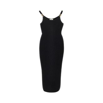 Versace Midi-Strickkleid aus Viskose-Mesh mit Rippstrick - - Dresses - Damen - Schwarzk - S