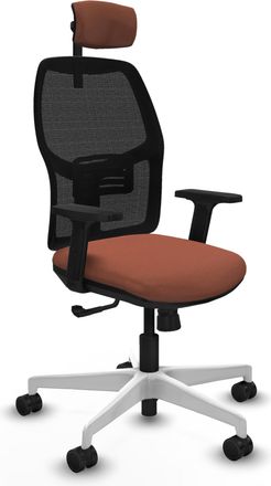 Piqueras y Crespo Alfera Computerstuhl mit 2D-Armen, h&ouml;henverstellbarer Lendenwirbelst&uuml;tze und h&ouml;henverstellbarem Kopfteil, Schwarz/Braun