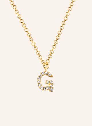 Leaf Initialien Halskette G Aus 14 Karat Gelbgold Mit Diamanten gold