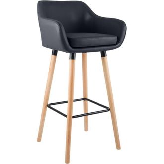 Clp Tabouret de design de jambes en bois rondes et de diff&eacute;rentes couleurs si&egrave;ges de session similaires colore : noir