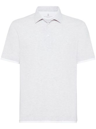 Brunello Cucinelli Poloshirt im Layering-Look - Wei&szlig;