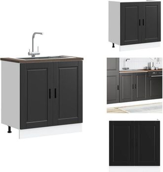 vidaXL Meuble bas pour évier Porto noir 80x46x81,5 cm bois ingénierie - Meuble Bas Dévier - Meubles Bas Dévier - Meuble Bas De Cuisine - Meuble Bas De