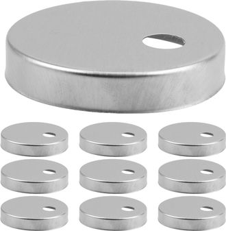 NUOBESTY 10 St&uuml;ck WC-Sitzscharnierabdeckungen - 55 mm Durchmesser, Edelstahl-Schraubbefestigungen, dekorative Kappen f&uuml;r die WC-Sch&uuml;ssel, silberfarben