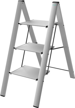 Colombo Anodized Aluminium Steps Stool Leonardo 3 Silver