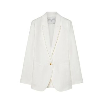 Forte_Forte Femme, Vestes, Blanc, Taille: 38 FR Veste en Lin avec broderie