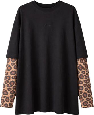 Disclaimer Femme, Tops, Noir, Taille: 38 FR T-Shirt Manica Lunga 26Eds55632