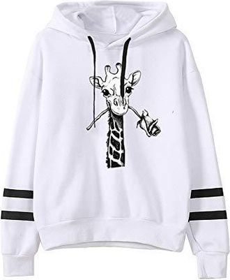 Keephen Sweat-Shirt Femme dr&ocirc;le imprim&eacute; Girafe &agrave; Manches Longues l&acirc;che Confortable Pull &agrave; Capuche