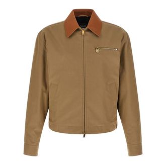 Versace Baumwolljacke mit Kontrastkragen - - Jackets - Herren - Beige - L