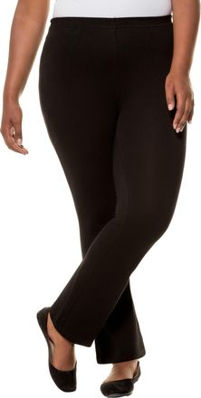 Ulla Popken Damen große Größen Übergrößen Plus Size Hose, Yogahose, Jersey, ausgestelltes Bein, Elastikbund schwarz 58+ 701154100-58+