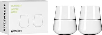 Ritzenhoff 6111007 Wasserglas 500 ml - Serie Lichtweiss - 2 St&uuml;ck Trinkgl&auml;ser im Geschenkset, stilvoll - Made in Germany