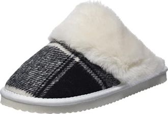 Flip*Flop Femme Pantoufles à Carreaux Chausson, Noir, 42 EU