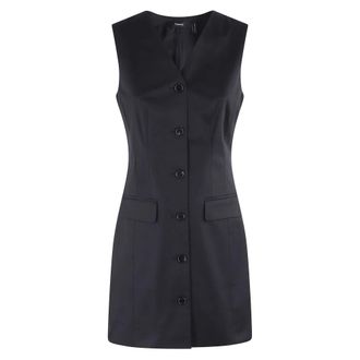 Theory Femme, Robes, Noir, Taille: 40 FR Robe Blazer Sans Manches en Coton Chino