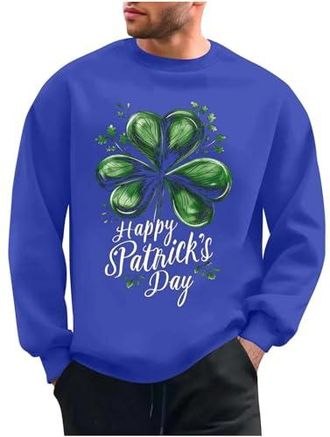Generic Sweat-shirt de la Saint-Patrick pour homme - Pull irlandais vert - Imprim&eacute; tr&egrave;fle - Vintage - Chemisier porte-bonheur d&eacute;contract&eacute; &agrave; manches longues po