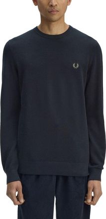 Fred Perry Cotton Logo Jersey Sweatshirt - Blue