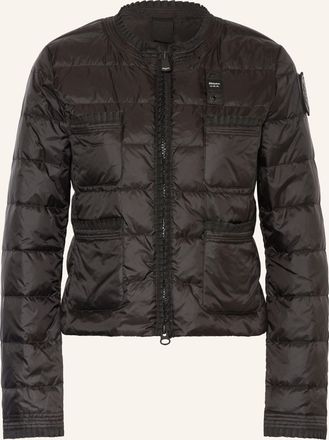 Blauer Lightweight-Daunenjacke Mit R&uuml;schen schwarz